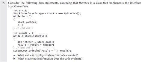 solved 5 consider the following java statements assuming