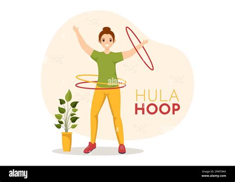 Hula Hoop Illustration With People Exercising Playing Hula Hoops And