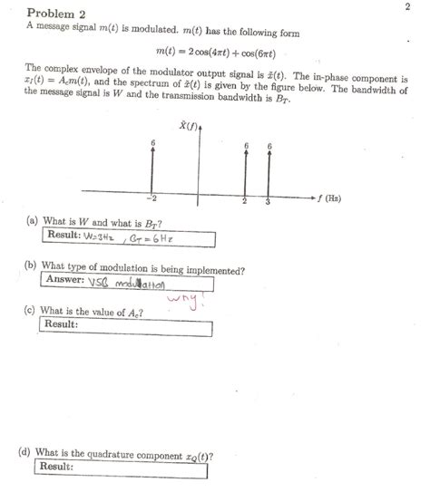 Solved Problem 2 A Message Signal M T Is Modulated M T