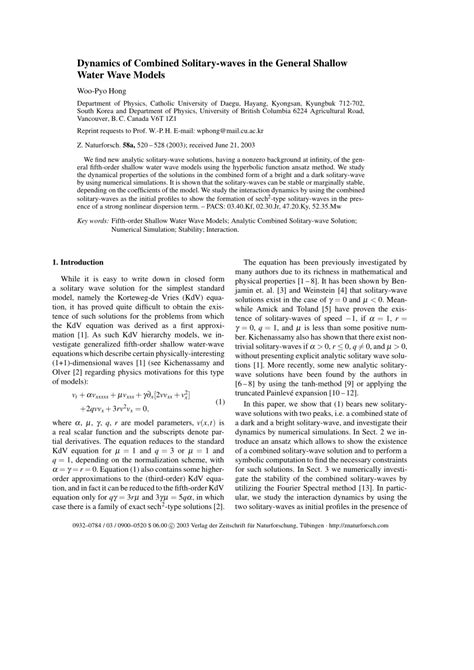 Pdf Dynamics Of Combined Solitary Waves In The General Shallow Water