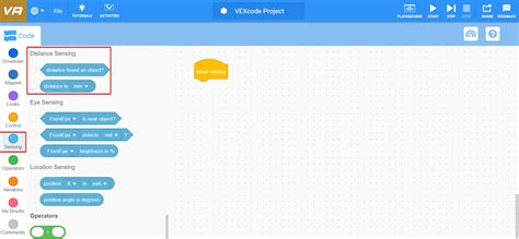 Using The Distance Sensor In Vexcode Vr Vex Library