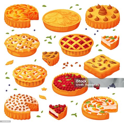 Vetores De Torta Assada Feita De Massa De Massa Com Recheio De Frutas