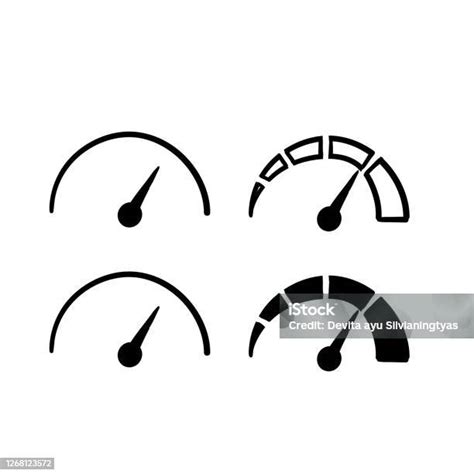 Speedometer Doodle Yang Digambar Tangan Ikon Takometer Tanda Indikator