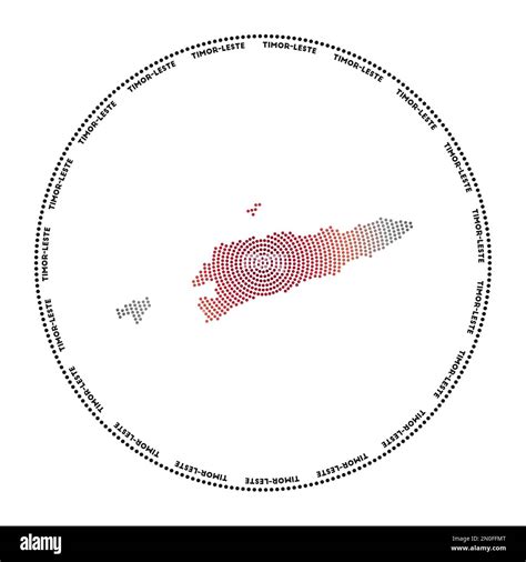 Timor Leste Round Logo Digital Style Shape Of Timor Leste In Dotted Circle With Country Name