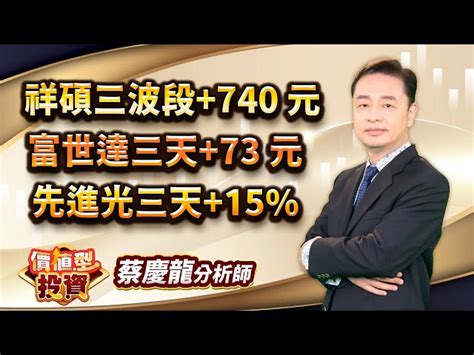 中視【價值型投資】20240201 蔡慶龍：祥碩三波段740 元 富世達三天73 元 先進光三天15 中視 中視新聞 蔡慶龍