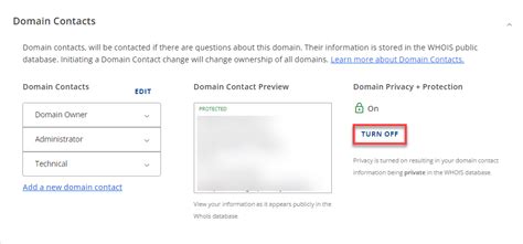 Enable And Disable Domain Privacy And Protection