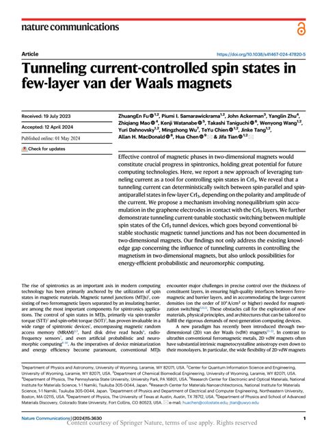 Pdf Tunneling Current Controlled Spin States In Few Layer Van Der Waals Magnets