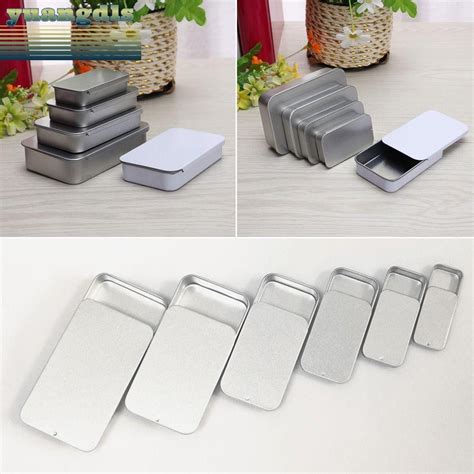 Yuang กล่องตกแต่งวัตถุขนาดเล็ก กล่องเก็บของป้องกันสนิมแบบกด แผ่นดีบุกกันฝุ่นแบบพกพา ลูกอมบรรจุ