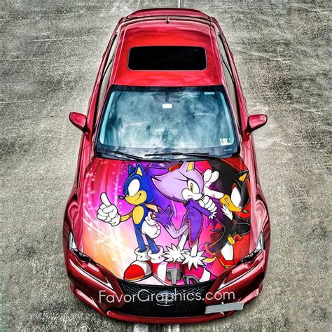 Sonic The Hedgehog Itasha Car Vinyl Hood Wrap Decal Sticker Favor