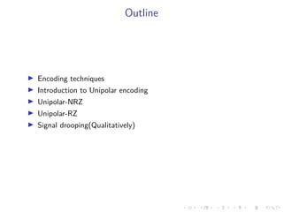 Unipolar Encoding Techniques NRZ RZ PDF
