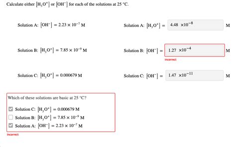 Solved Calculate Either H Or Oh For Each Of The Chegg Com