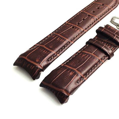 Tissot Compatible Brown Curved End Croco Leather Replacement Watch Band
