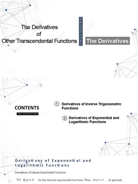derivatives of exponential and logarithmic functions pdf function