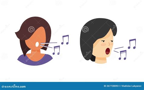Woman Singing Song Vector Girl Female Voice Singer Icon Illustration