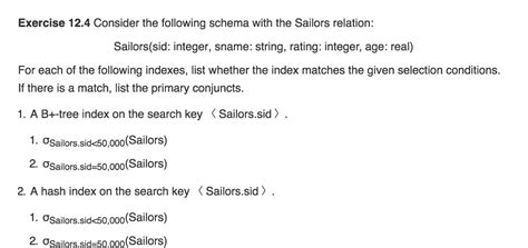 Solved Exercise 124 Consider The Following Schema With The