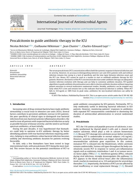 Pdf Procalcitonin To Guide Antibiotic Therapy In The Icu