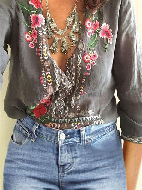 Bohemian Clothes Vintage Blouse For Women Wotoba