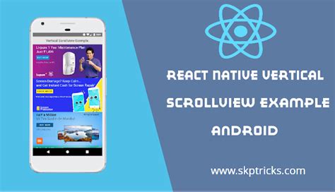 React Native Vertical ScrollView Example Android SKPTRICKS