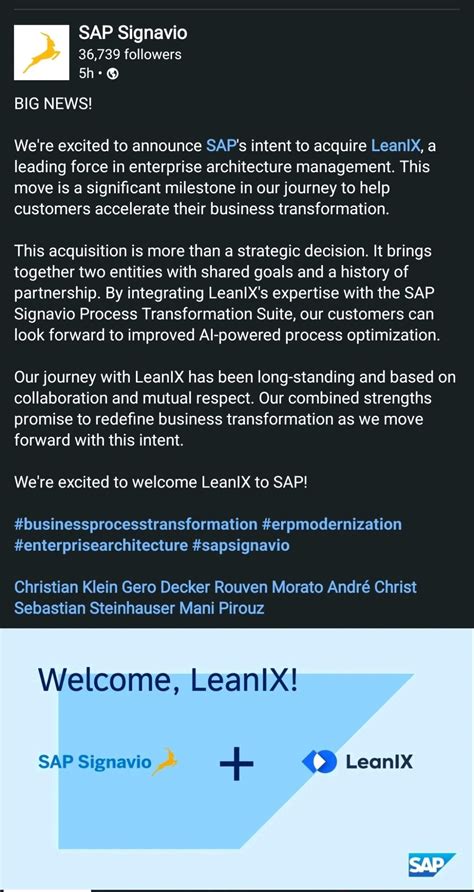 Barry Snow On Linkedin Mdanewsupdate Acquisition Sap