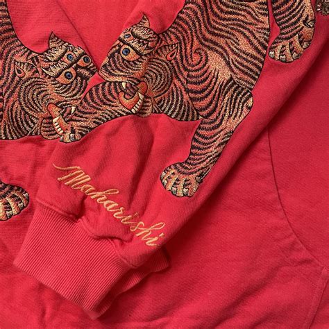 New Maharishi Tiger Embroidered Hoodie Size L Depop