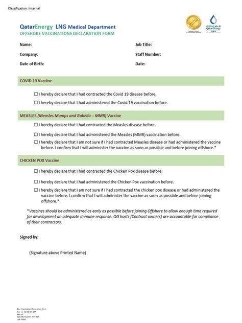 Vaccination Declaration Form Pdf
