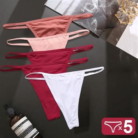 Culotte Slipfinetoo String Sexy Taille Basse Pour Femme5 Pièces