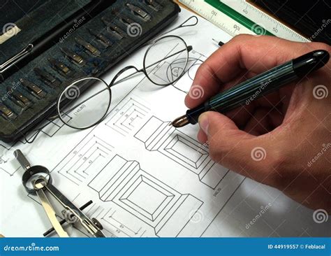 Engineering Drawing Tools Stock Image Image Of Blue 44919557