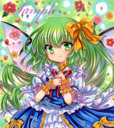 Rui Sugar3 Daiyousei Touhou Marker Medium Traditional Media 1girl Blue Dress Closed