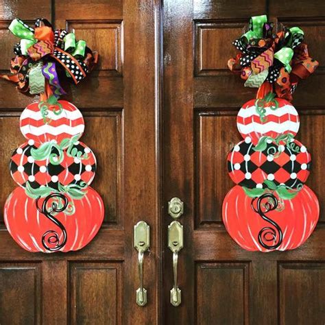 Triple Stack Pumpkin Door Hanger Fall Decor Thanksgiving Customizable