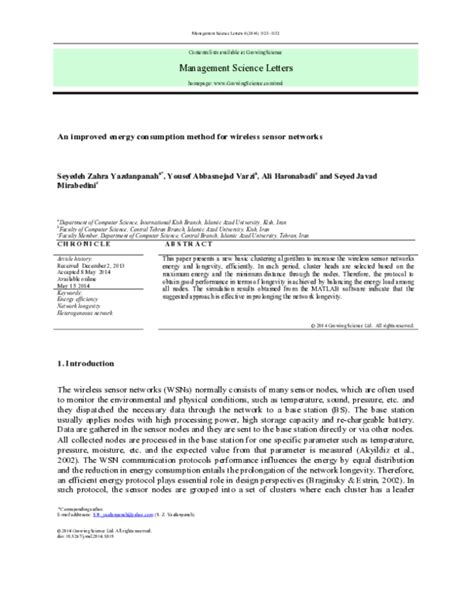 Pdf Efficient Energy Clustering For Sensor Networks