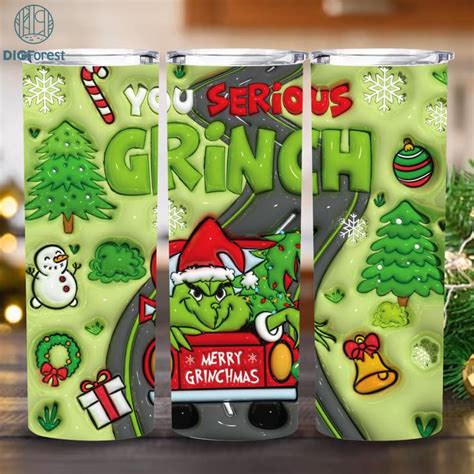 D Inflated Grinchmas Png Oz Skinny Tumbler Png Merry Xmas Png Grinch Christmas Movies Png