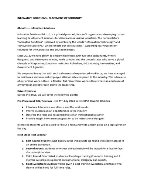 Infonative Solutions Jd Pdf Instructional Design Learning