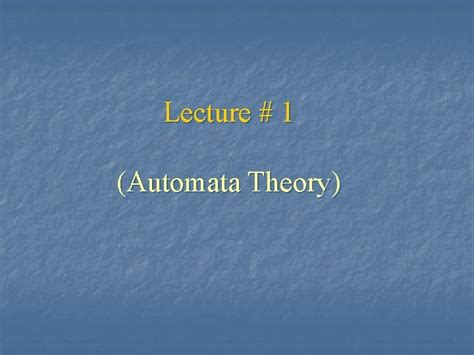 lecture 1 automata theory material resources n text