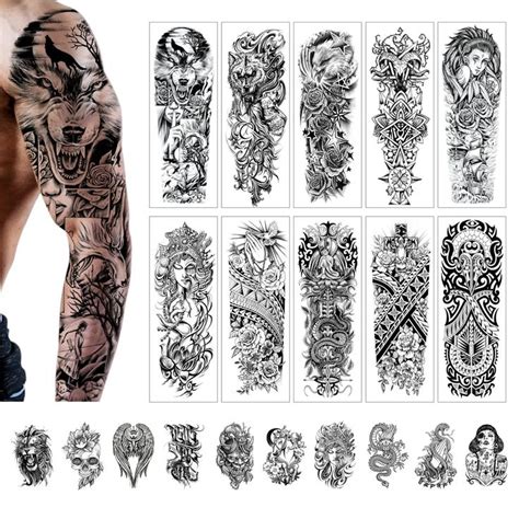 20 Sheet Temporary Tattoo Sleeves Cayuden Waterproof 10 Sheet Large