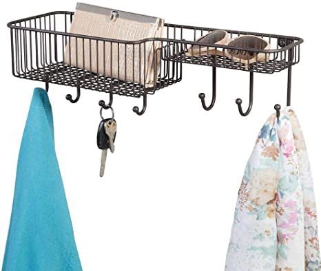 MDesign Metal Wire Wall Mount Entryway Storage Organizer Mail Basket