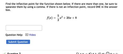 Solved Find The Inflection Point For The Function Shown Chegg