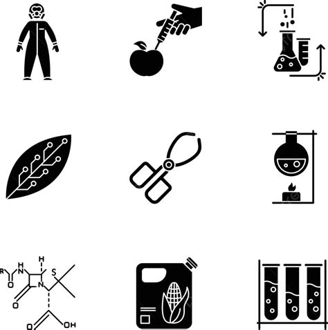 Glyph Icons For Science Development In Laboratory Research Vector