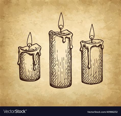 Burning Candles Ink Sketch Royalty Free Vector Image
