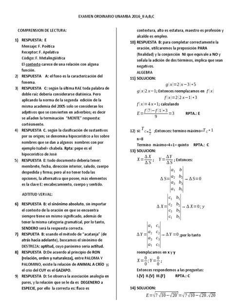Solucionario Examen Ordinario Unamba 2016 Ii Pdf Constitución