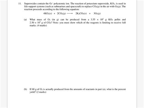 Solved 11 Superoxides Contain The O2 Polyatomic Ion The