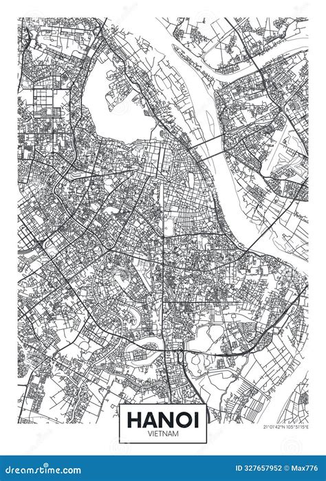 City Map Hanoi Urban Planning Travel Vector Poster Design