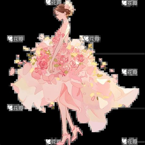 三八妇女节唯美感水彩插画人物元素素材 花瓣网