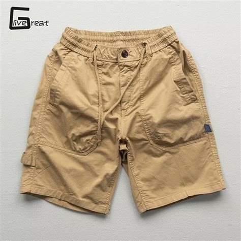 Live Great กางเกงขาสั้นผู้ชาย กางเกงขาสั้นคาร์โก้ คร็อปแพนท์ขาตรงหลวม กางเกงขาสั้นสบายๆ