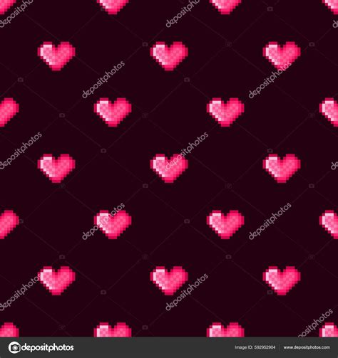 Heart Pattern Pixel Art Seamless Pattern Pixel Art Heart Pattern Stock