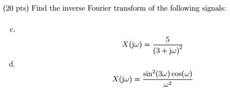 Solved Find The Inverse Fourier Transform Of The Chegg