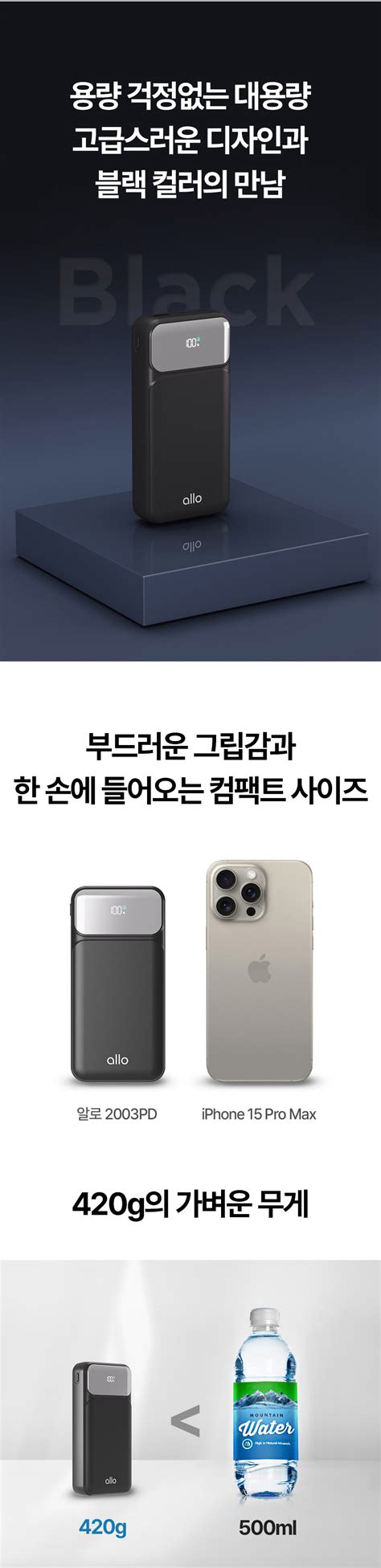 알로코리아 대용량 고속충전 C타입 보조배터리 20000mahallo Korea