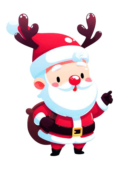 Papai Noel Fantasiado De Rena Desenho Fofinho Png