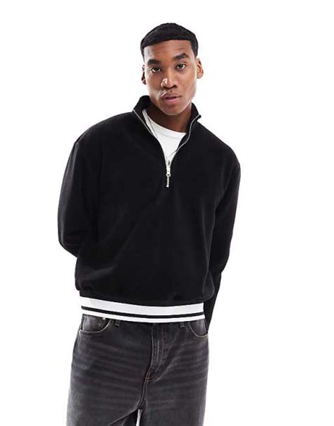 Asos Design Sweat Coupe Carrée Oversize En Polaire Avec Col Zippé