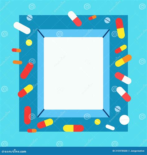 Empty Paper Frame Background With Drugs Medicine Capsule Pill Stock Vector Illustration Of