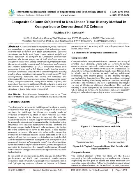 Irjet Composite Column Subjected To Non Linear Time History Method In